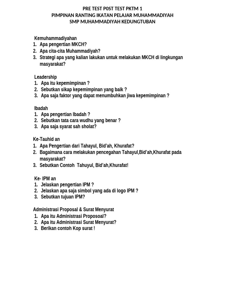 Pretest Post Test | PDF