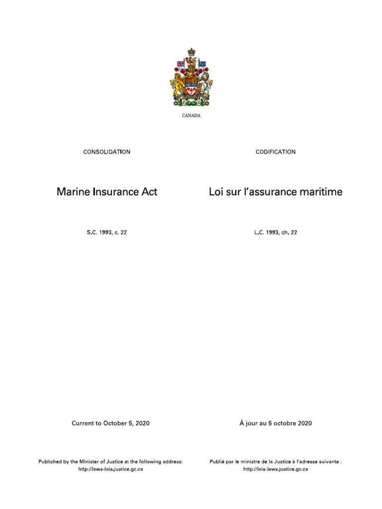 Loi sur l’assurance maritime, L.C. 1993 c. 22 | PDF