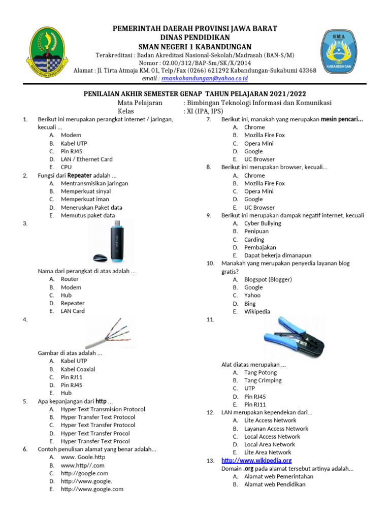 Soal TIK XI UAS Ganjil 2021 | PDF