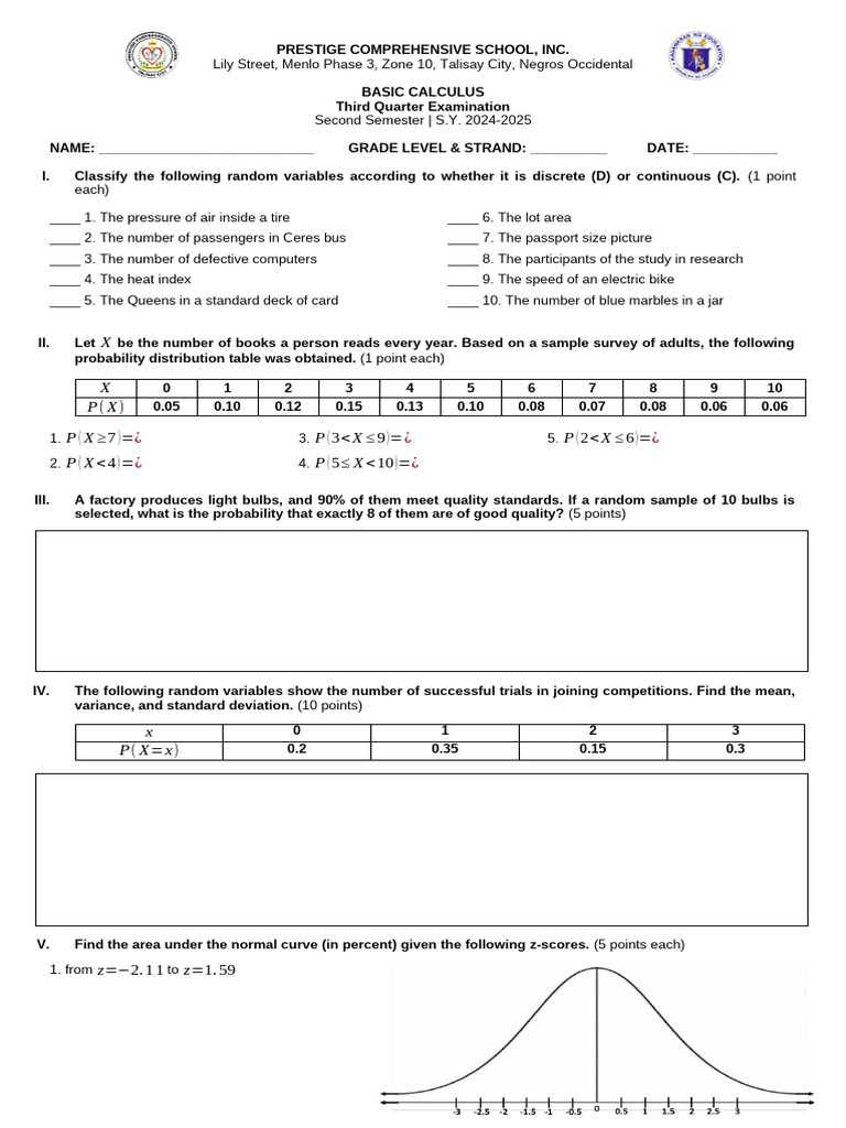 Q3 Exam Statistics and Probability | PDF | Applied Mathematics ...