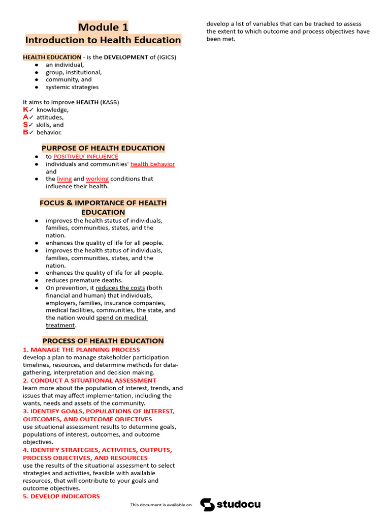 Health Education Midterms Reviewer Mod1 4 2 | PDF | Learning | Learning ...
