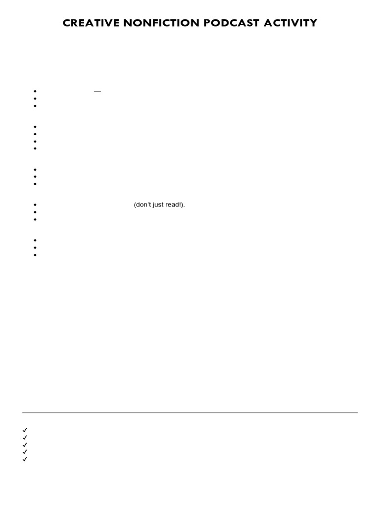 Creative Nonfiction Podcast Activity | PDF | Creative Nonfiction ...