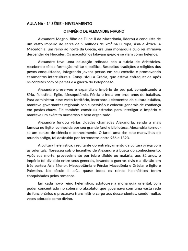 Império de Alexandre Magno: Conquistas e Legado | PDF | Alexandre, o ...