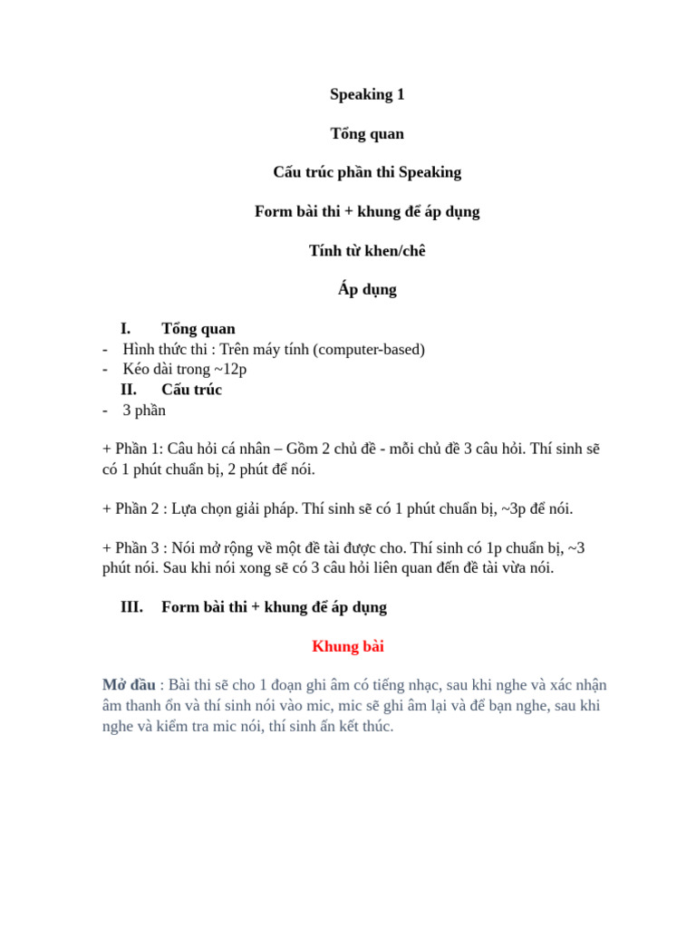 Speaking 1 | PDF
