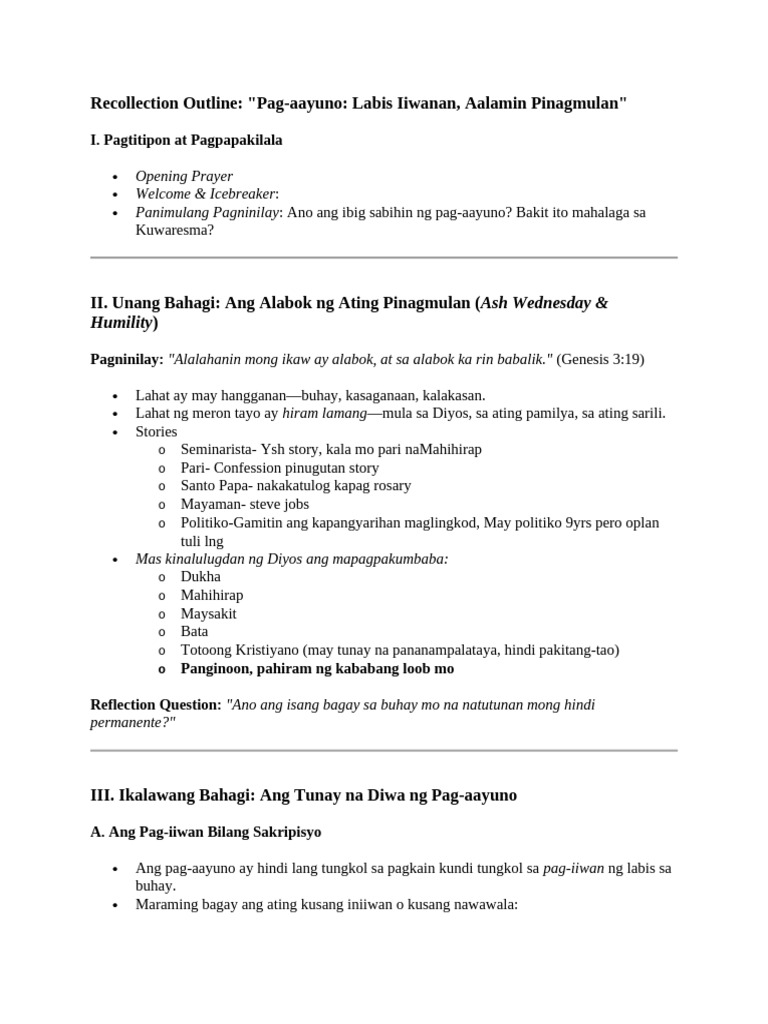 Recollection Outline | PDF