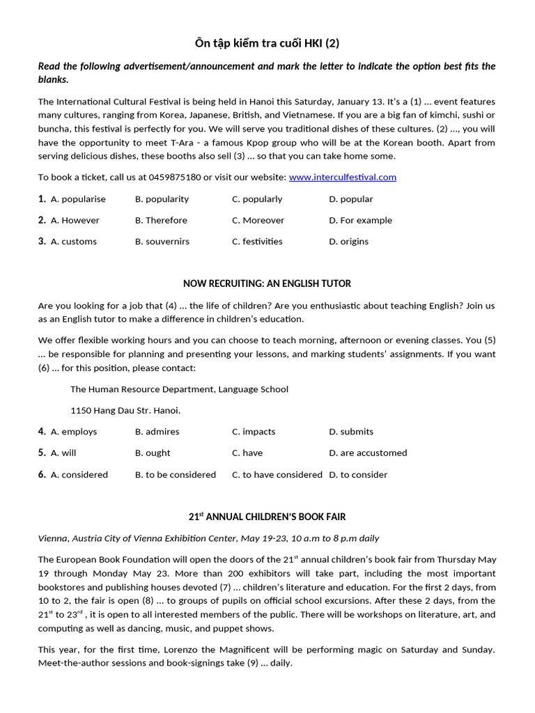 Cultural Events and Job Opportunities | PDF | Sustainable City | Mickey ...