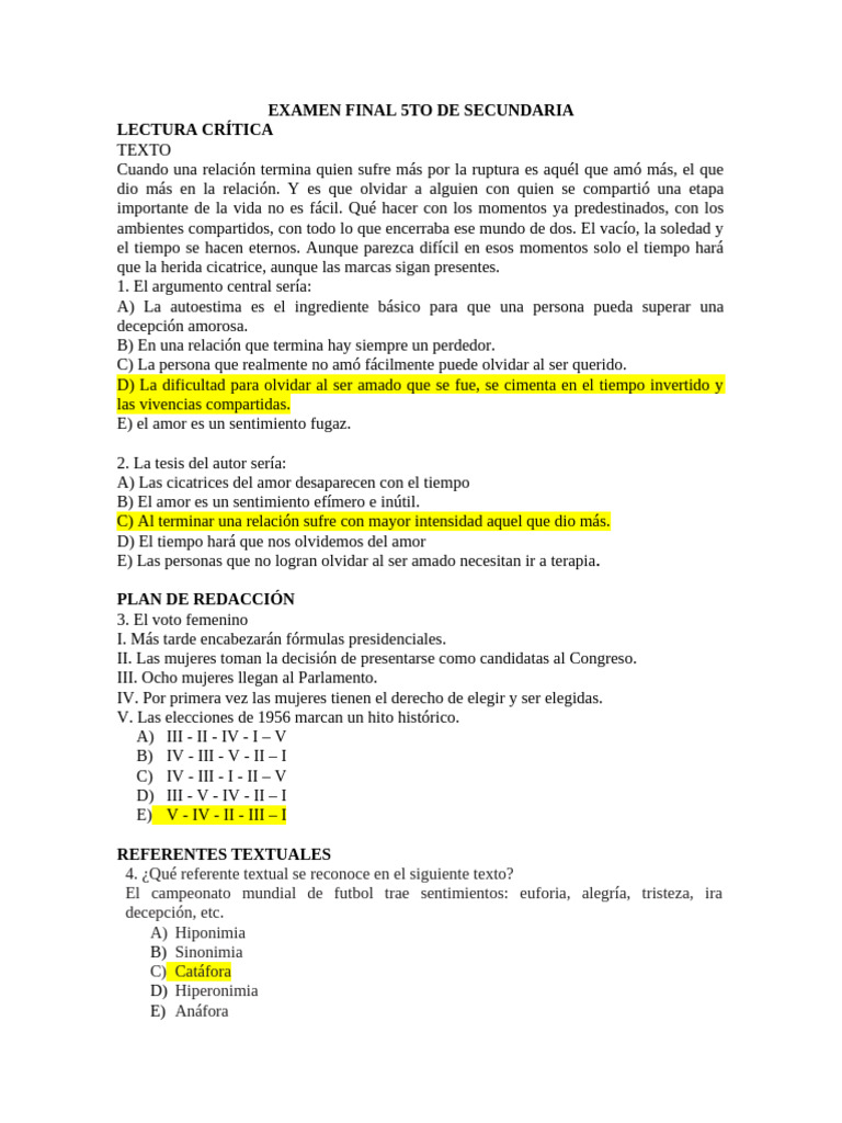 Examen Final 1ro, 4to y 5to - 2025 | PDF