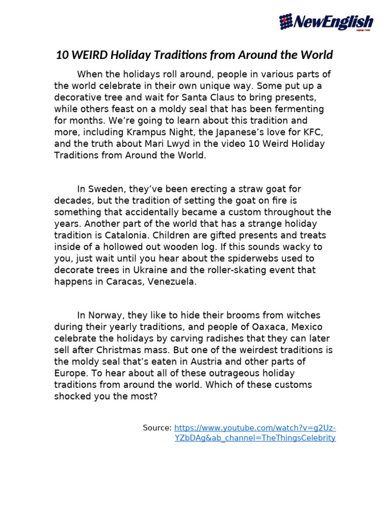 10 WEIRD Holiday Traditions From Around the World | PDF