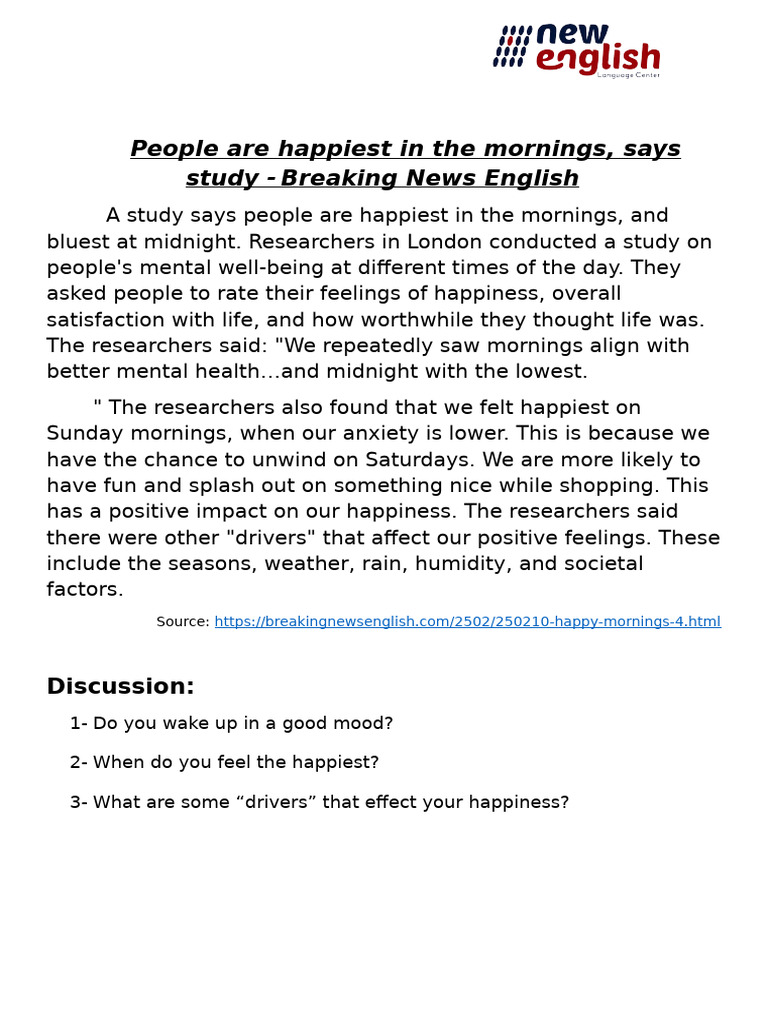 People Are Happiest in The Mornings | PDF