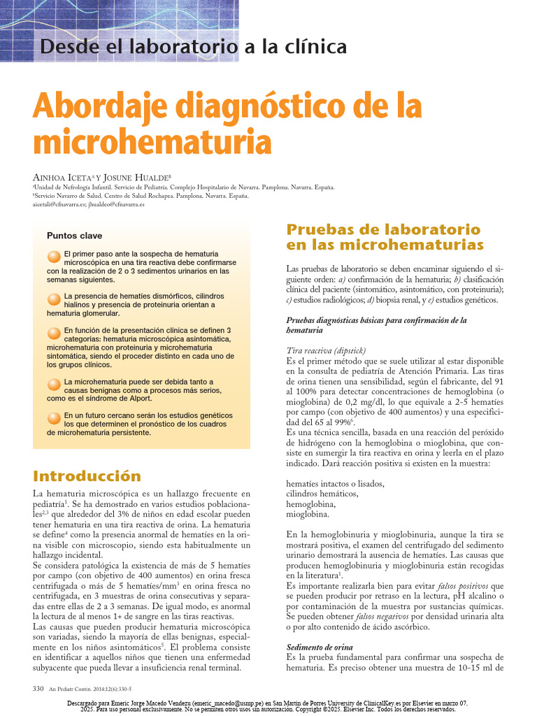Abordaje Diagnóstico de La Microhematuria | PDF | Medicina | Sistema ...