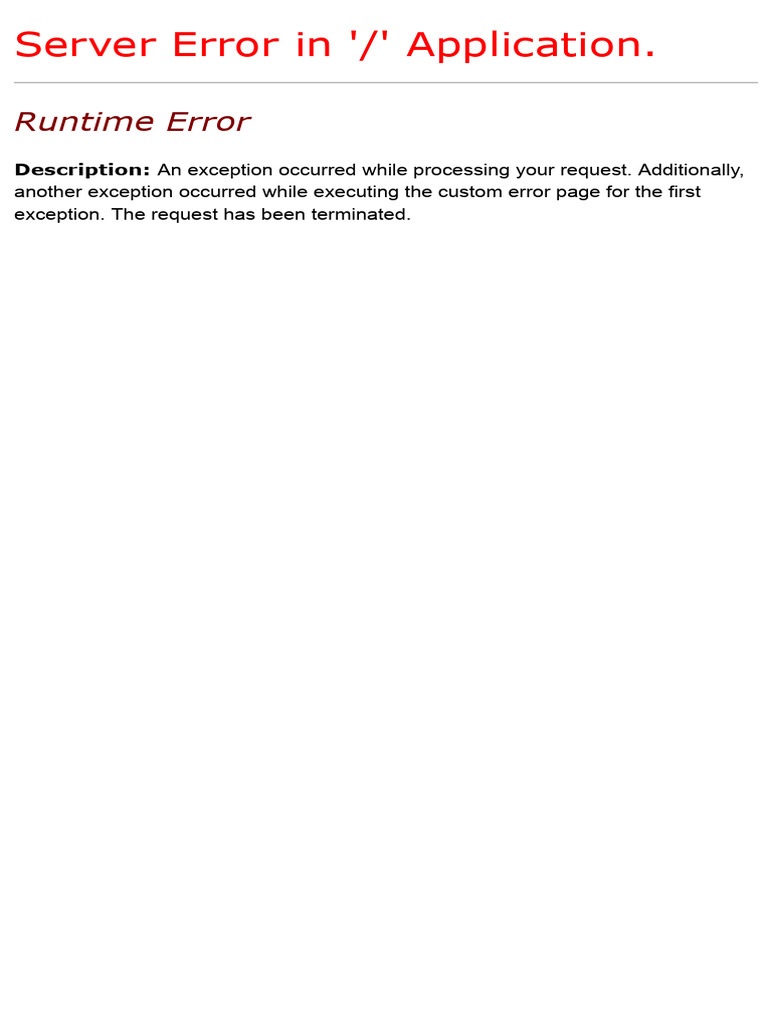 Server Error: Runtime Exception Details | PDF