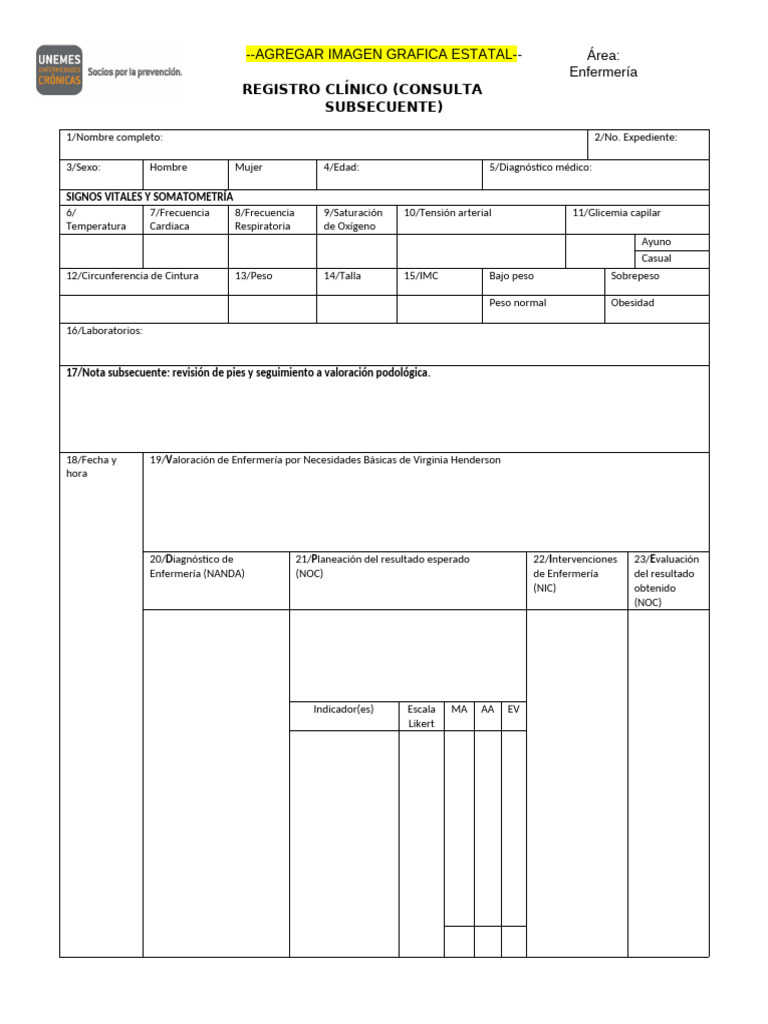 Registro de Consulta Subsecuente en Enfermería | PDF | Enfermería ...