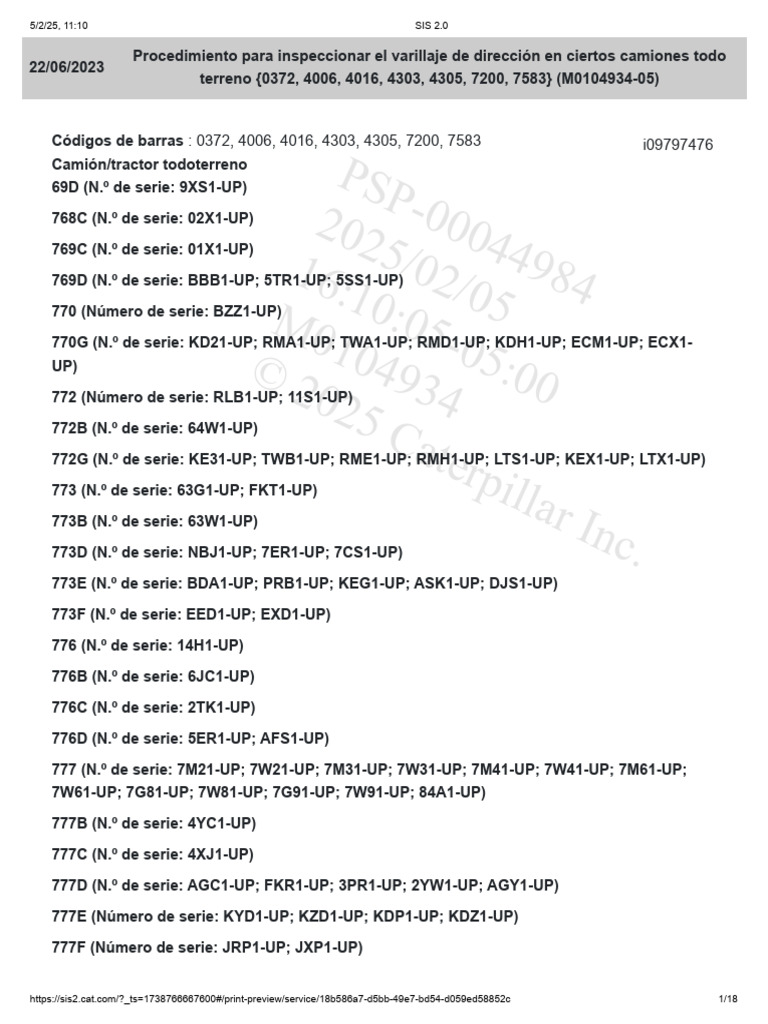 Medicion D Ejuego Axial Barra de Direccion 793 | PDF | Tornillo | Herramientas