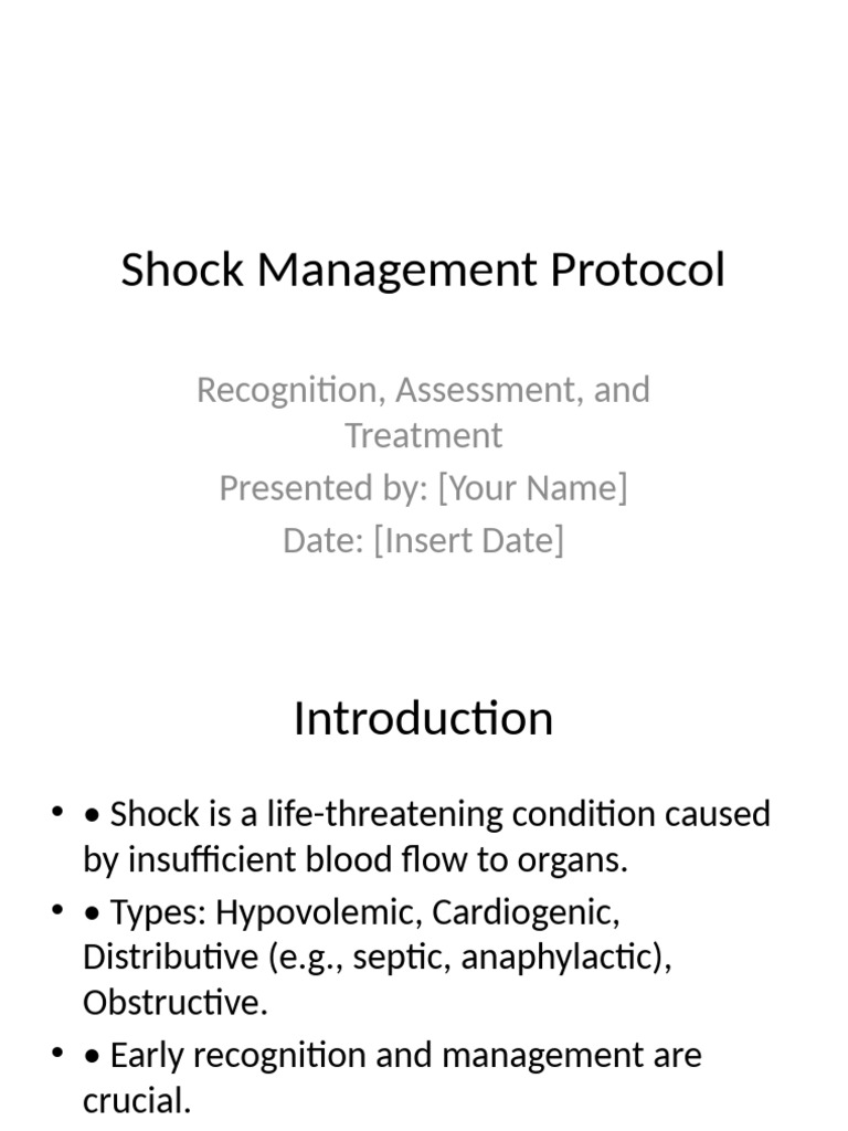 Shock_Management_Protocol | PDF | Shock (Circulatory) | Medical Specialties