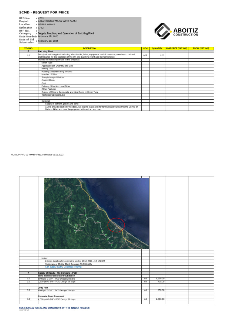 RFP for Aklan Nabas 75MW Wind Farm | PDF | Concrete