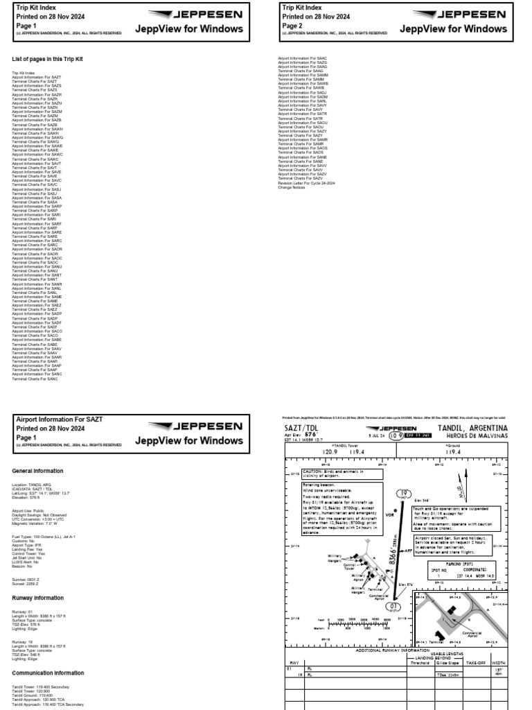 Jeppesen Argentina Nov.2024 | PDF | Runway | Aviation