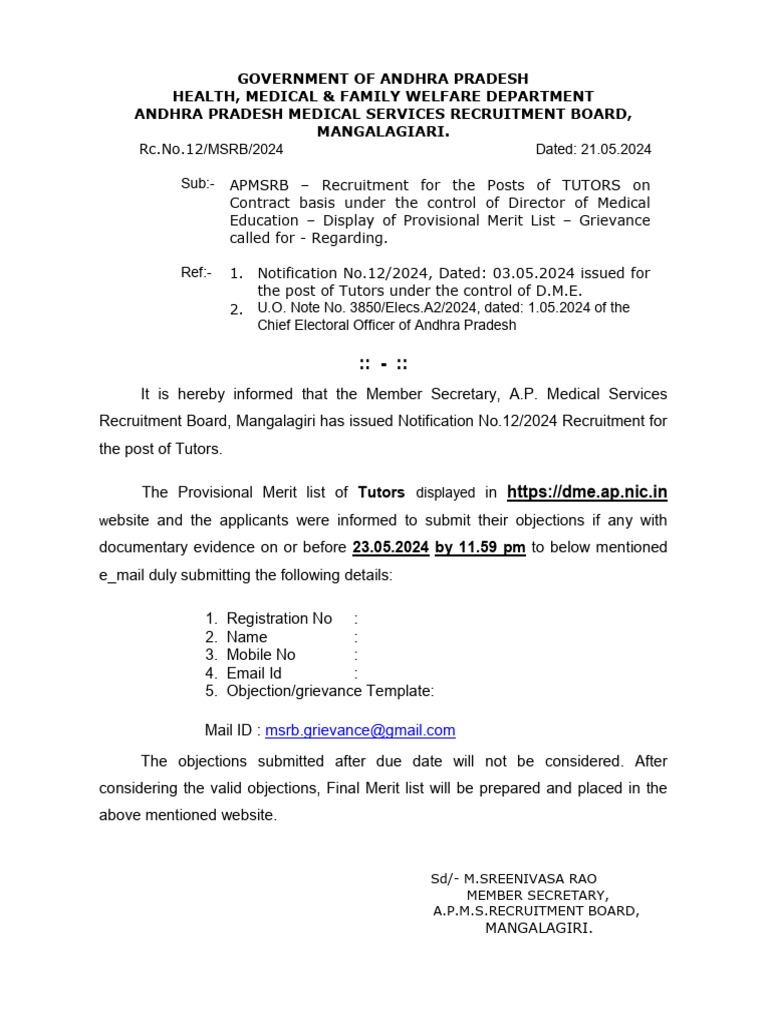 Tutor Prov Merit List 210524 | PDF