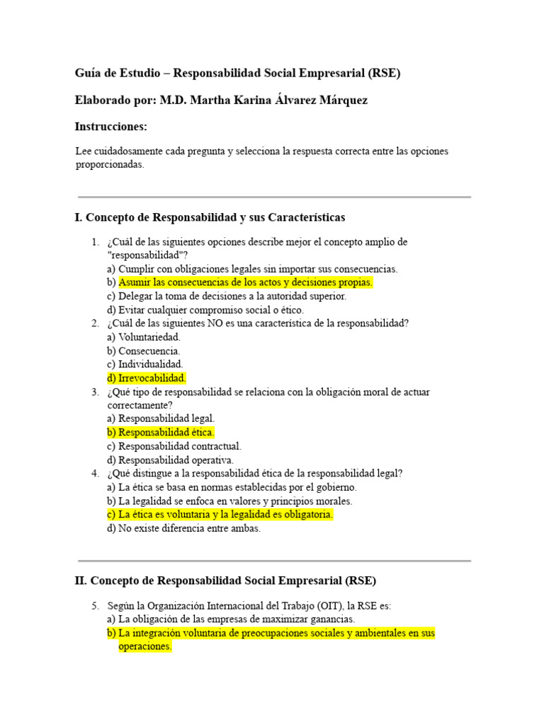 Guía de Estudio sobre RSE y su Impacto | PDF | Responsabilidad social ...