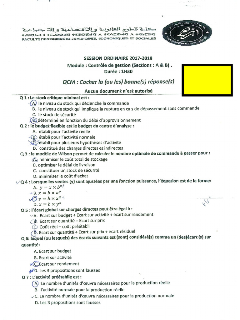Examn Controle Ratt Et Normal 2018-2 | PDF