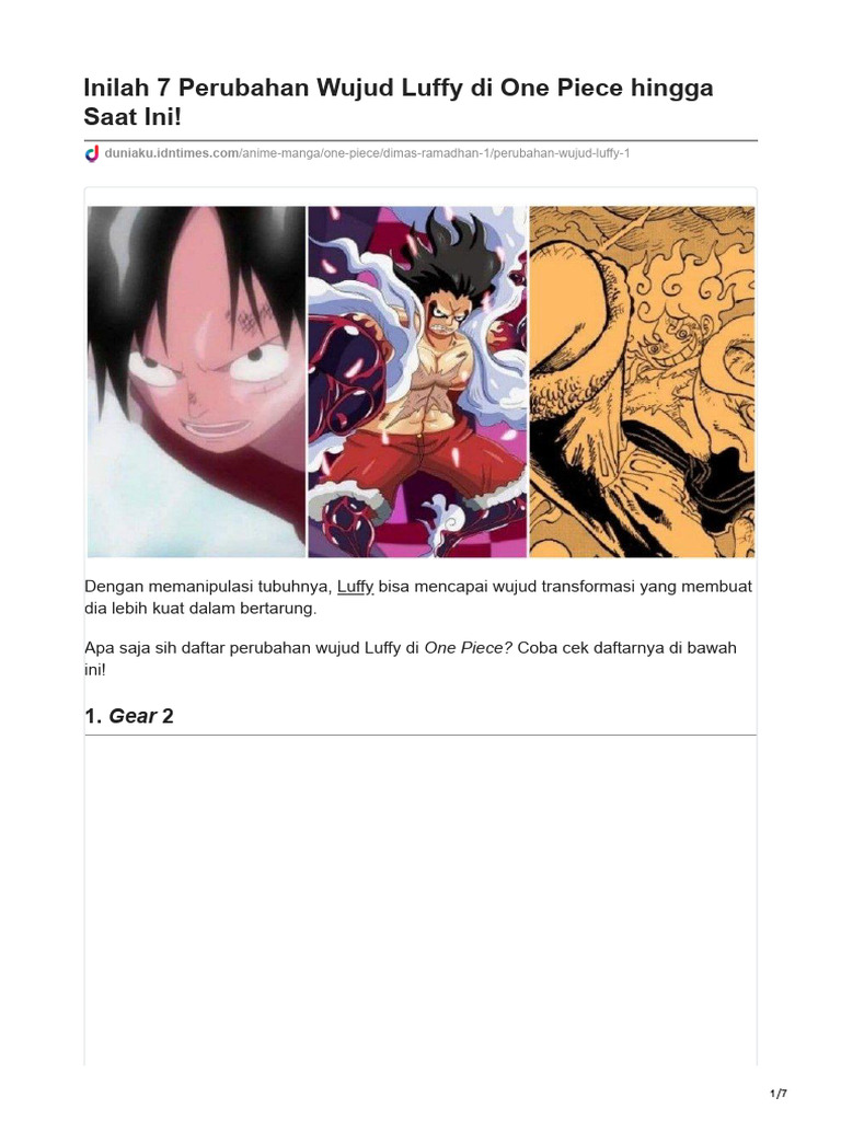7 Transformasi Kekuatan Luffy | PDF