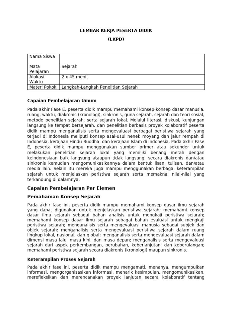 LKPD METODOLOGI Sejarah | PDF