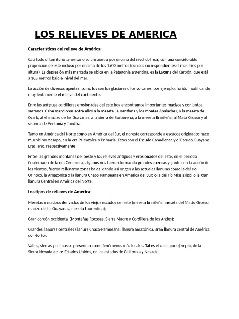 Los Relieves de America | PDF