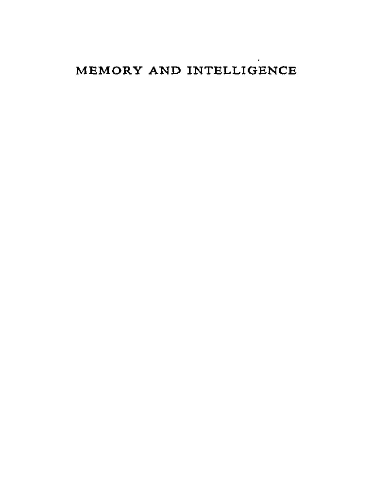 2015 139216 Memory-And-Intelligence | PDF