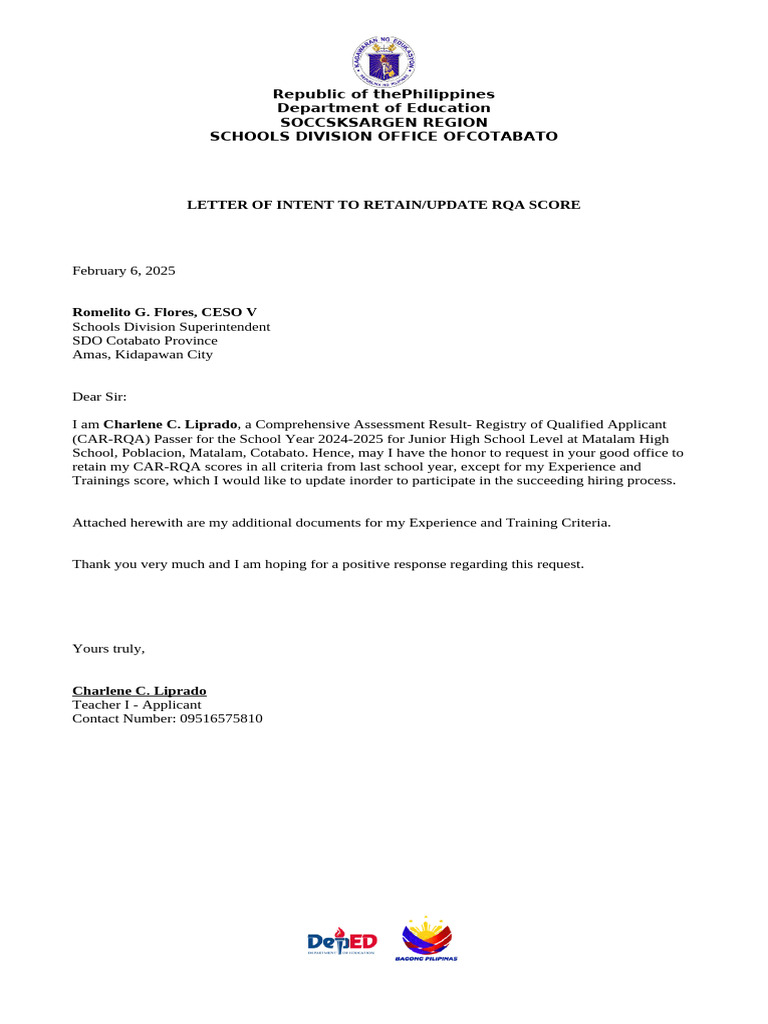 Letter of Intent To Retain The Score | PDF