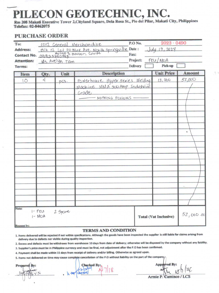 2012 General Merchandise - PO# 2023 - 0490 | PDF