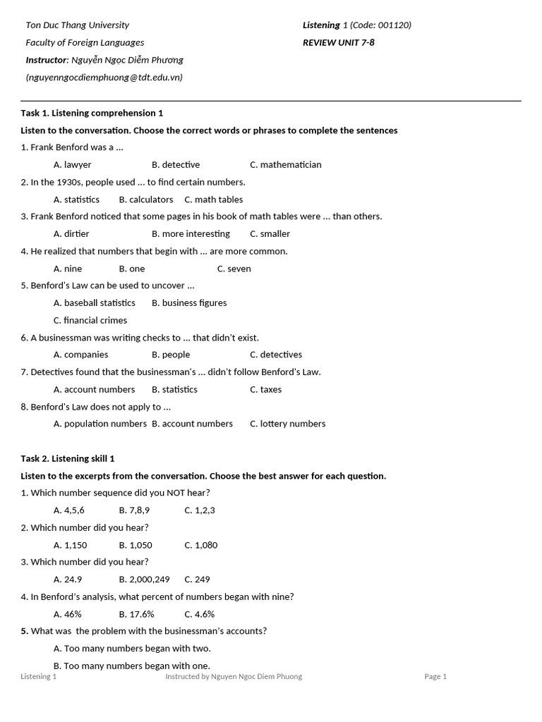 Listening Comprehension Review: Units 7-8 | PDF | Mars | Terrestrial ...