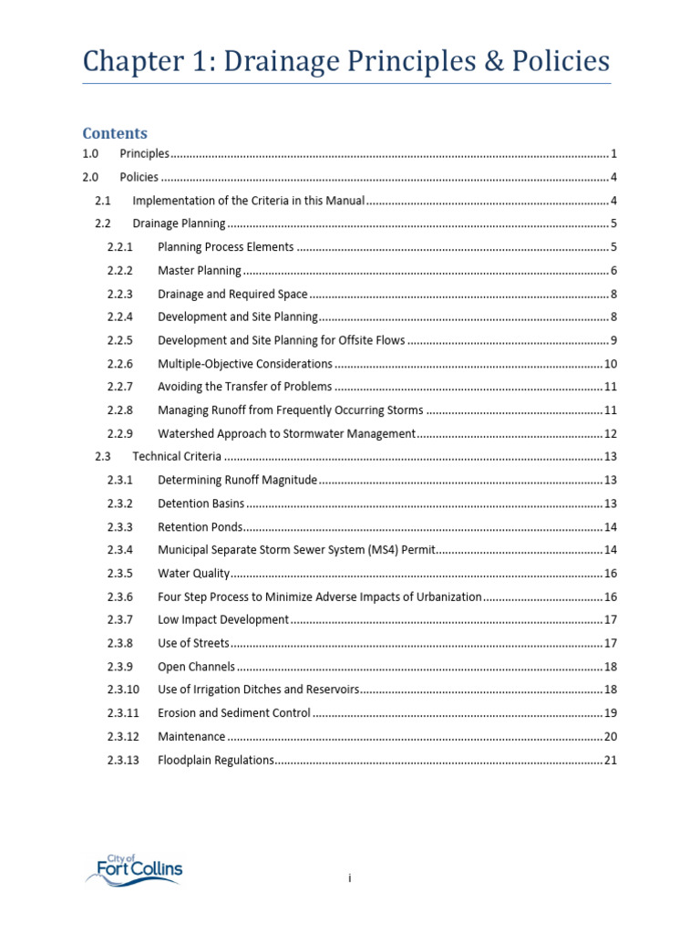 Fcscm Chapter 1 Drainage Principles and Policies | PDF | Stormwater ...