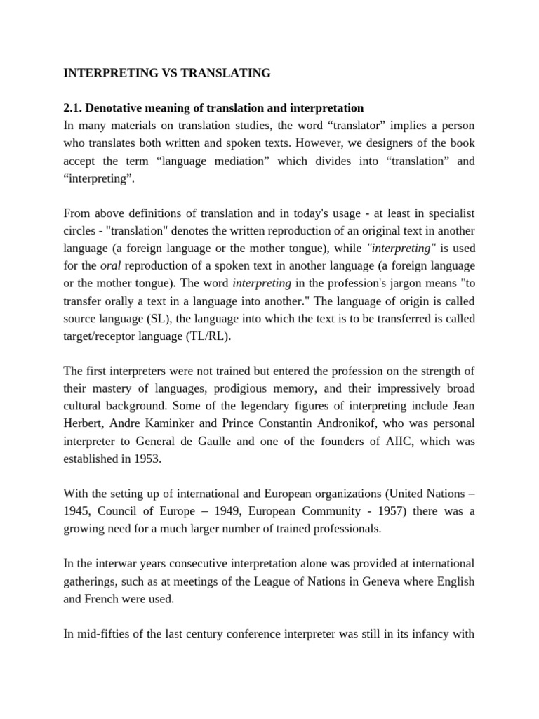 Interpreting Vs Translating | PDF | Language Interpretation | Translations