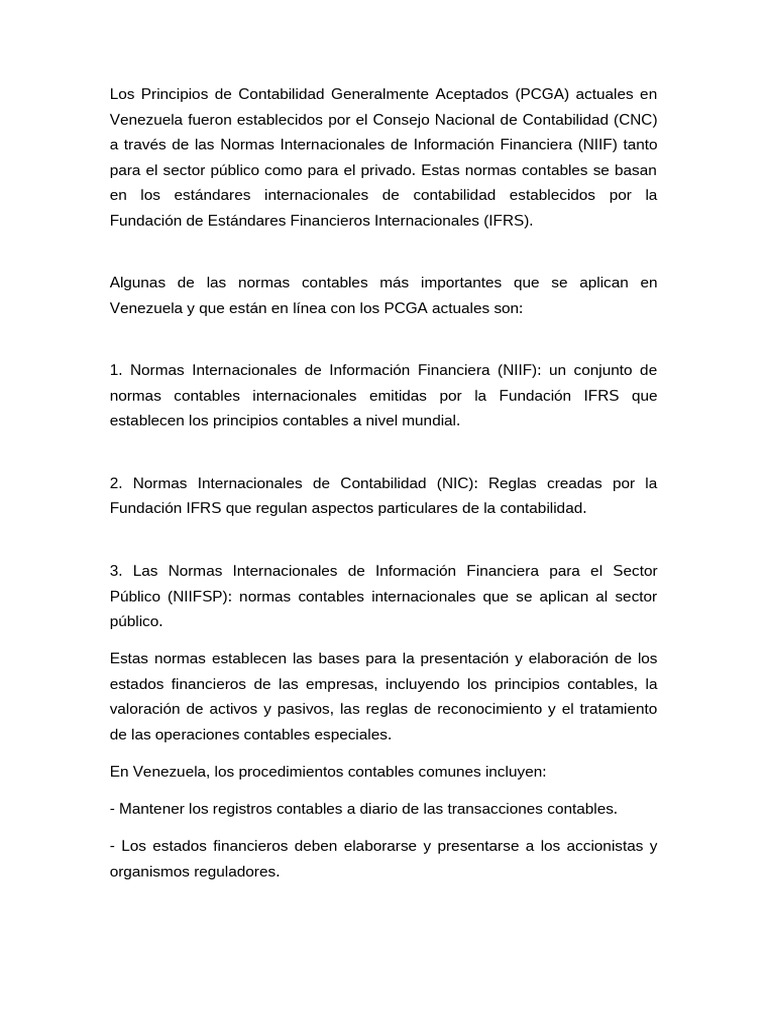 Los Principios de Contabilidad Generalmente Aceptados | PDF | normas ...