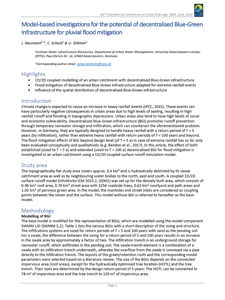 Blue-Green Infrastructure for Flood Mitigation | PDF | Flood | Surface ...