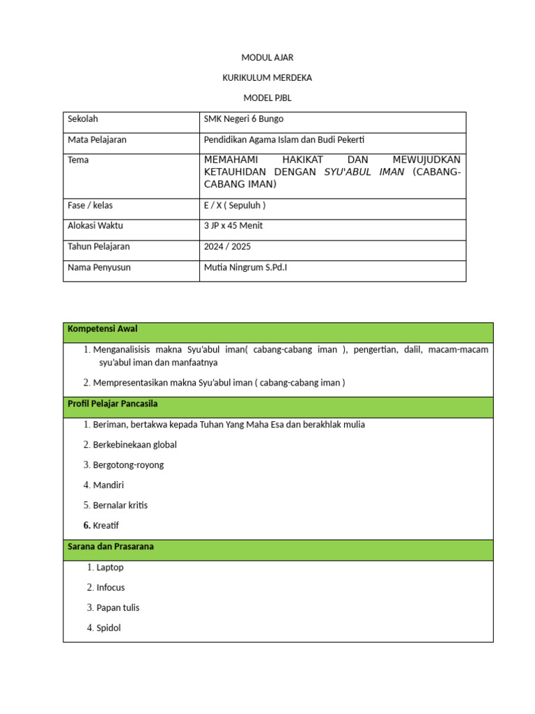 Modul Ajar Ukin Mutia | PDF