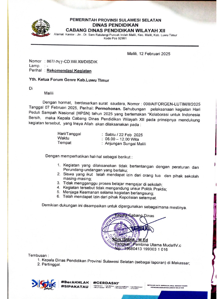 Surat Rekomendasi Dan Tor Hpsn | PDF