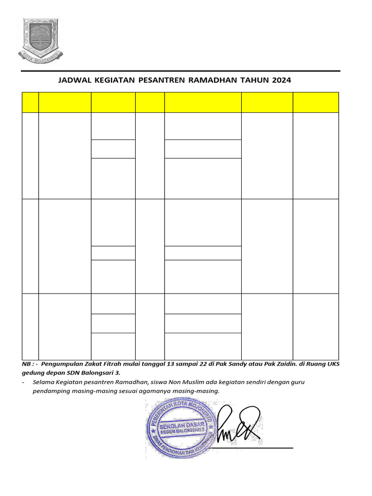 SDN Balongsari 3 - Jadwal Pesantren Ramadhan 2024 | PDF