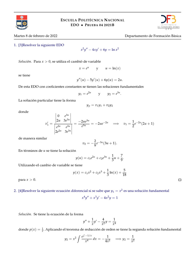 Prueba 4 EDO | PDF | Física Matemática | Objetos matemáticos