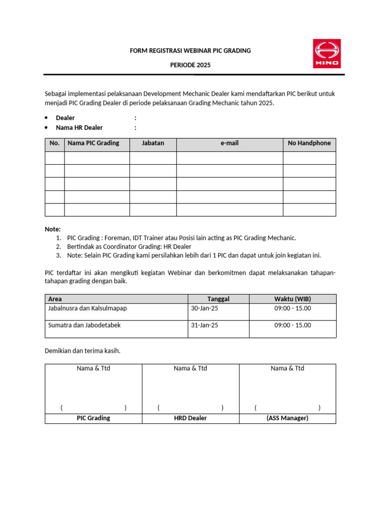 Form Registrasi Webinar Grading 2025 | PDF