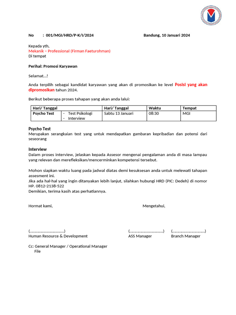 4. b. Contoh template undangan promosi karyawan- maya graha indah | PDF