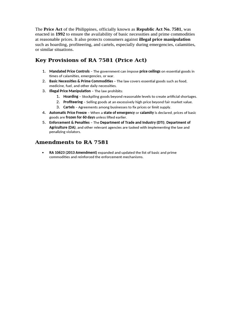 The-Price-Act-of-the-Philippines | PDF | Taxes | Employment