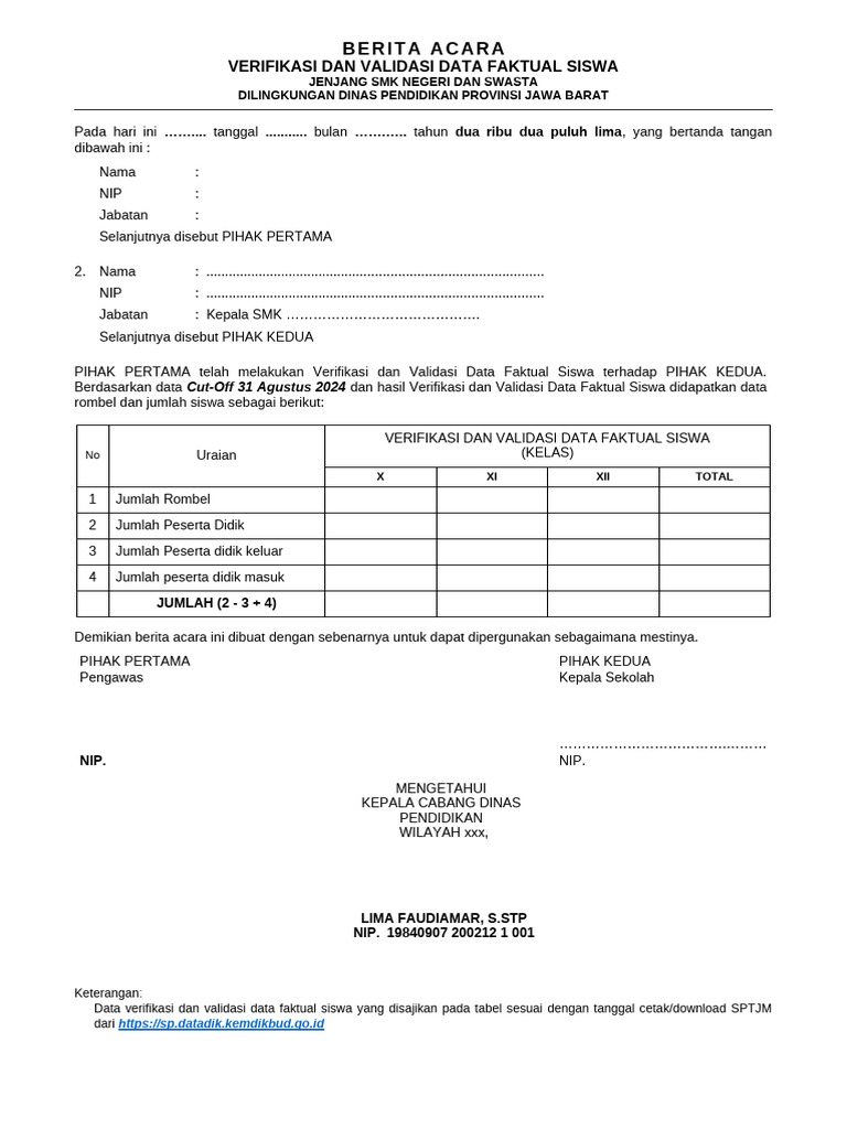 Verifikasi Data Faktual Siswa SMK | PDF