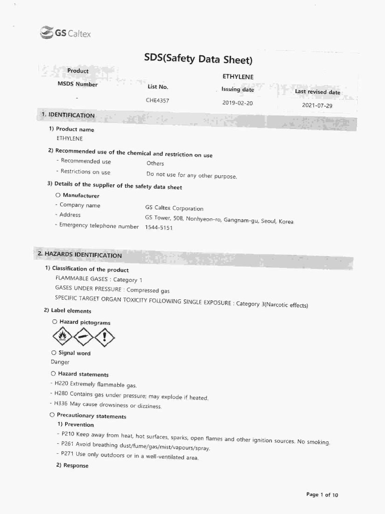 MSDS Ethylene | PDF