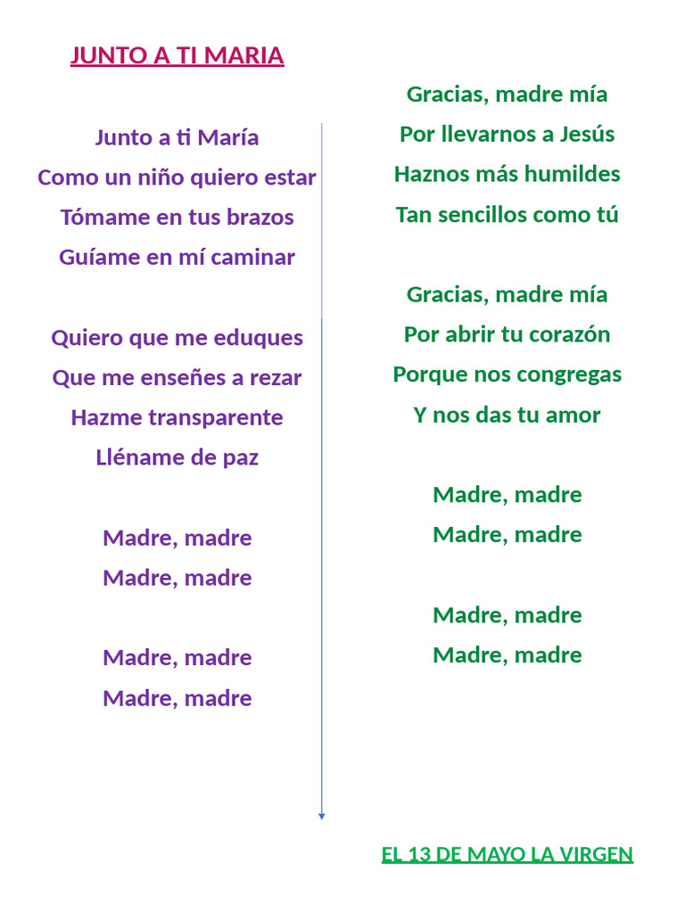 Junto a Ti María: Letra y Reflexiones | PDF