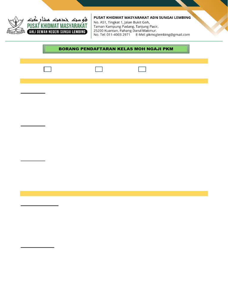 Borang Daftar Ngaji | PDF