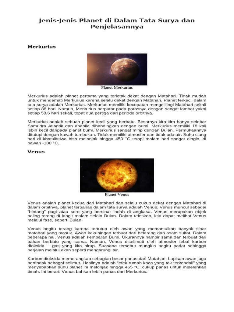 Jenis Planet Tata Surya | PDF