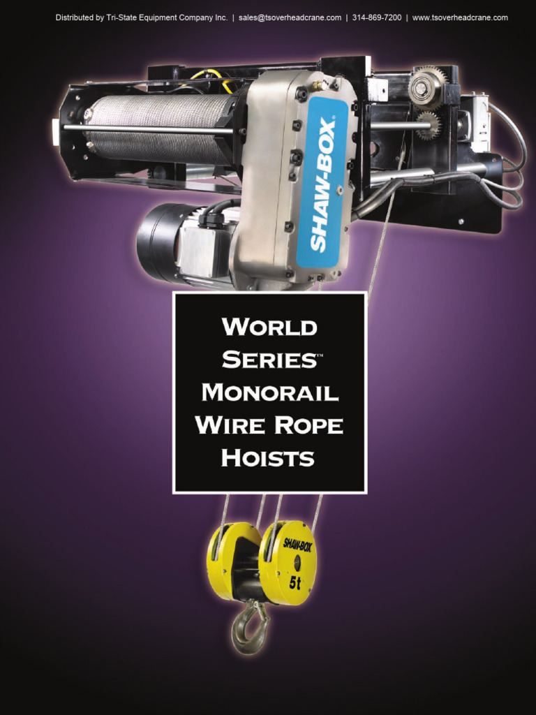 shaw-box-world-series-wire-rope-hoist-brochure | PDF | Elevator | Gear