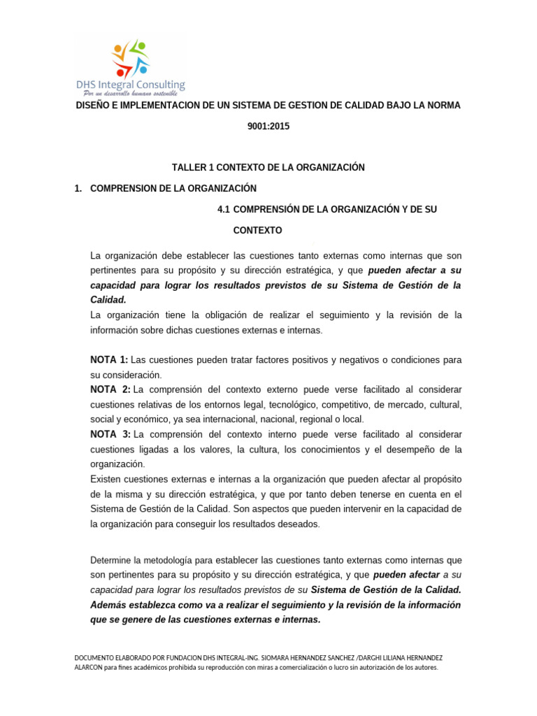 Taller 2 Contexto y Grupos de Interes Sge21 | PDF | Sistema de manejo de calidad | Gestión de la ...