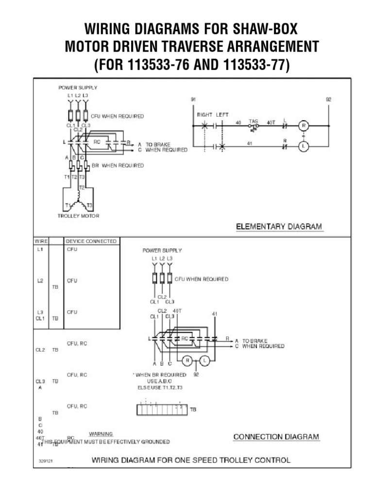 Wiring Diagrams For Shaw Box Motor Driven Traverse Arrangement | PDF