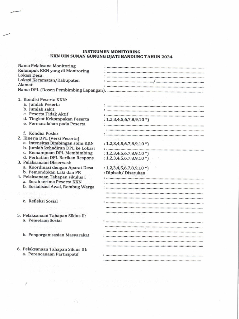 Instrumen Monitoring KKN 2024 | PDF